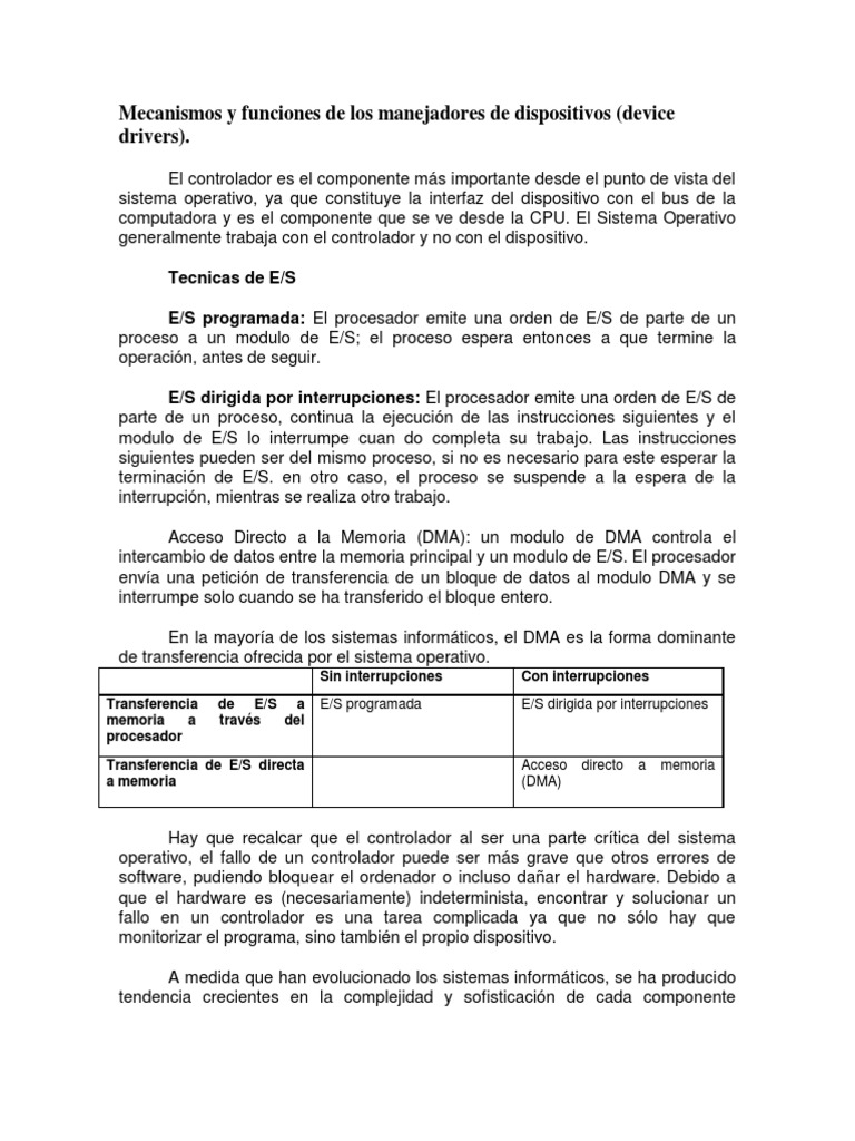 4.2. Mecanismos y Funciones de Los Manejadores de Dispositivos Device ...