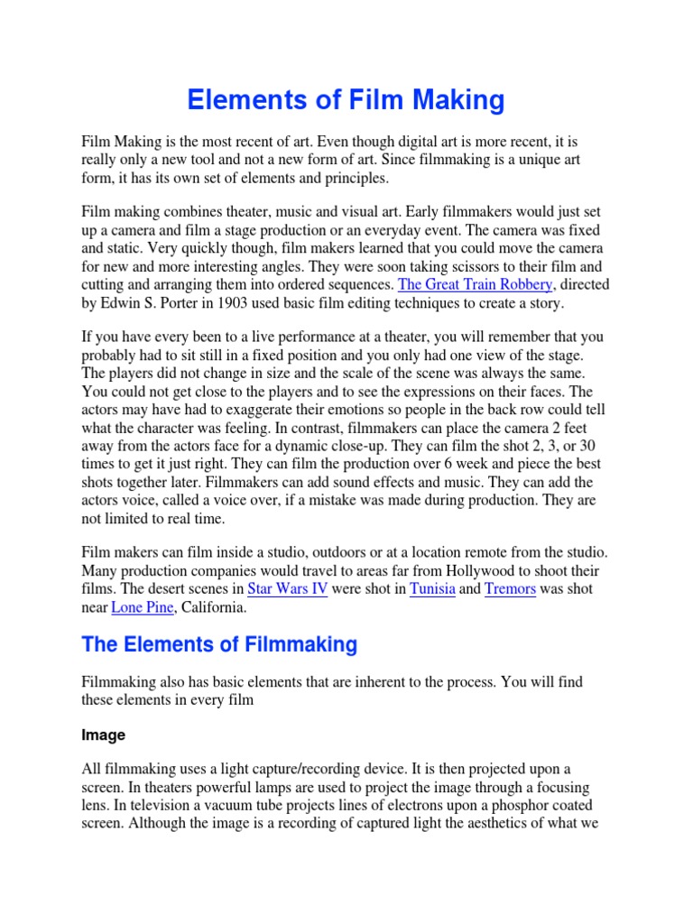 Key Elements of Filmmaking Explained | PDF | Composition (Visual Arts ...
