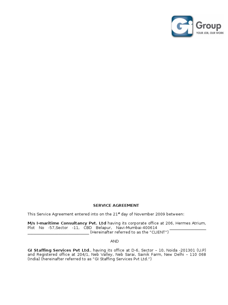 Service Agreement Template | PDF | Employment | Salary