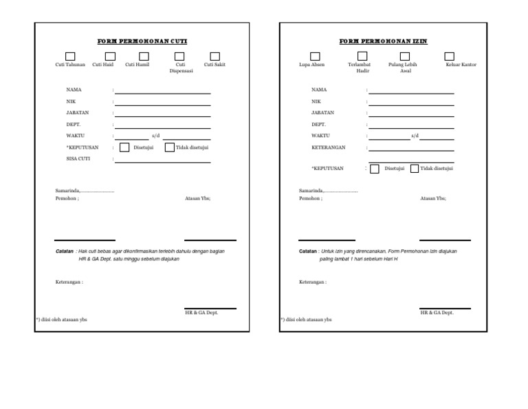 Form Cuti Izin | PDF