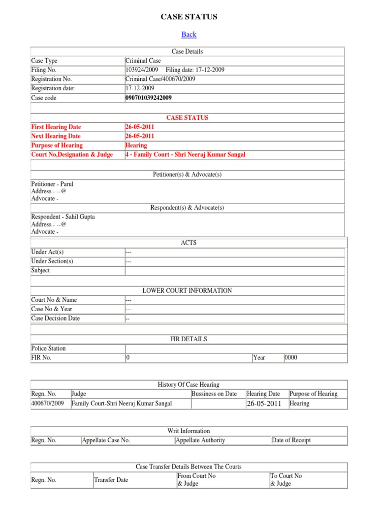 Criminal Case Status Update | PDF