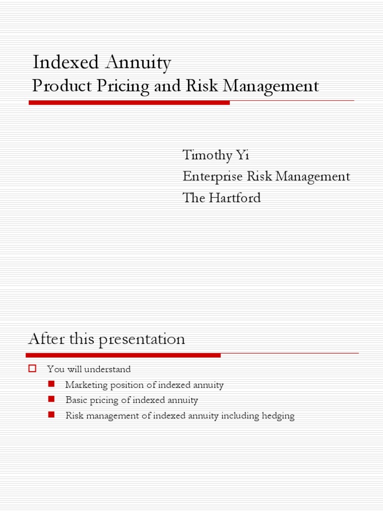 Indexed Annuity Pricing and Risk Management | PDF | Annuity (American ...