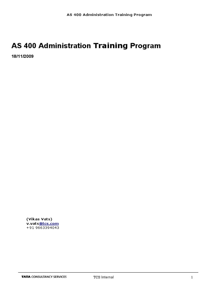 AS400 Administration Training Program | PDF | Directory (Computing) | Ibm System I