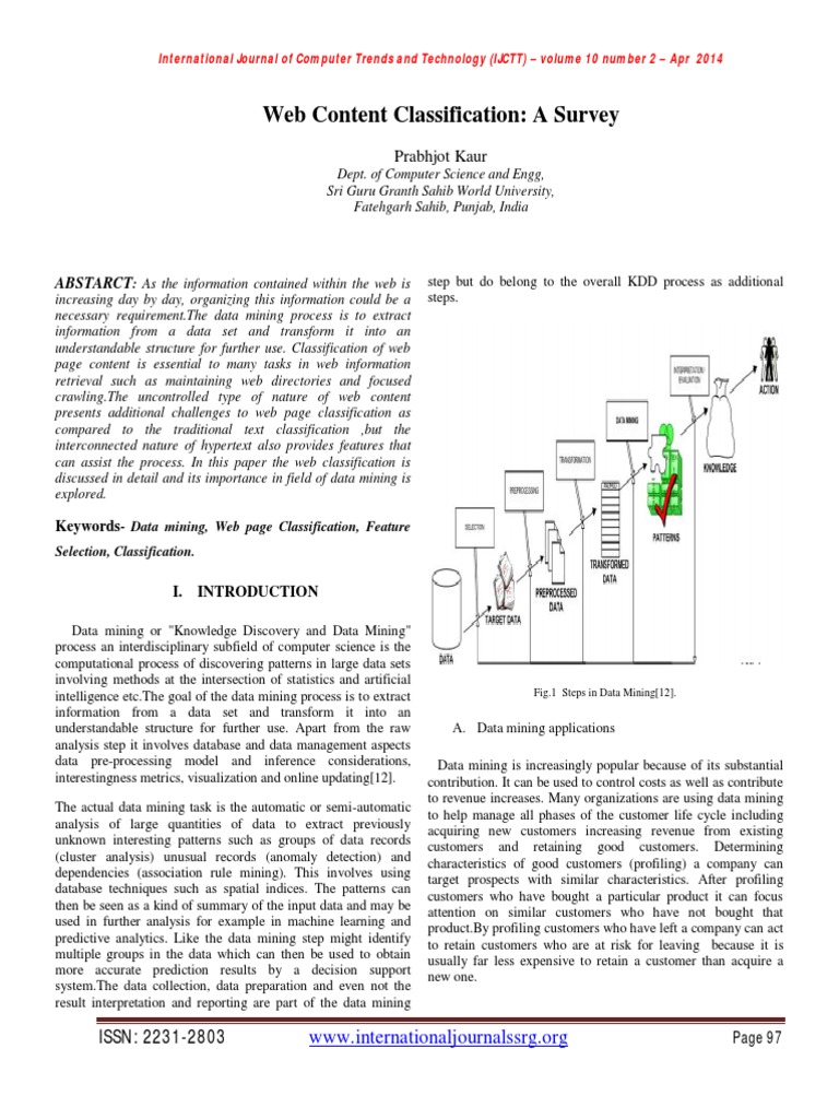 Web Content Classification: A Survey | PDF | Data Mining | Information ...