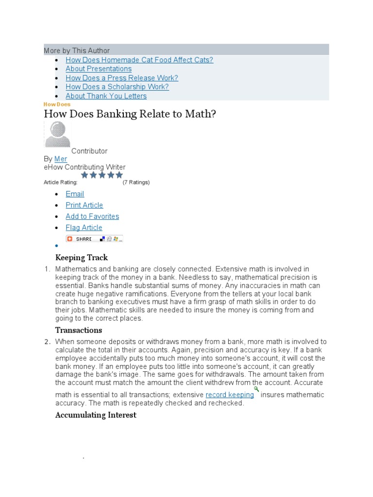 Importance of Math in Banking | PDF | Interest | Banks