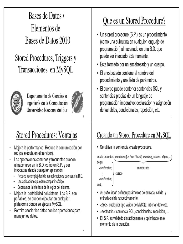 (ByN) - Clase S.P., Triggers y Transacciones en MySQL | PDF | SQL | Bases de datos