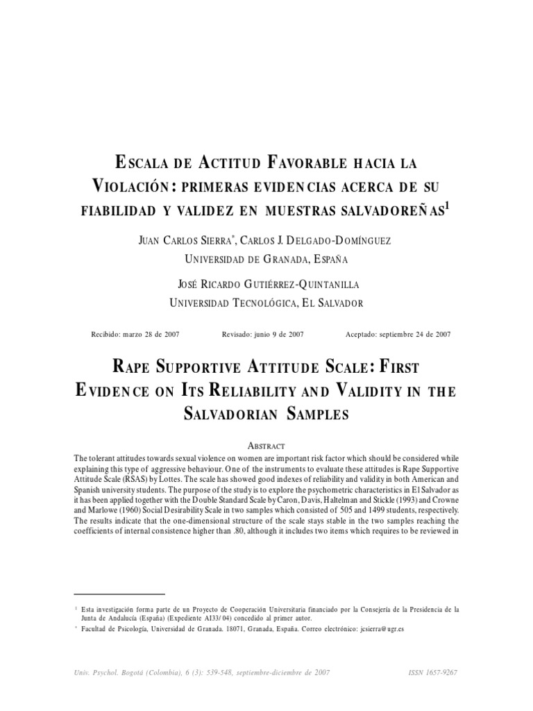 Escala de Actitud Favorable Hacia La Violacion | PDF | Cronbach's Alpha ...