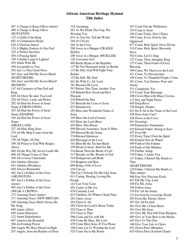 African American Heritage Hymnal Index | PDF | Lord's Prayer | Glory (Religion)