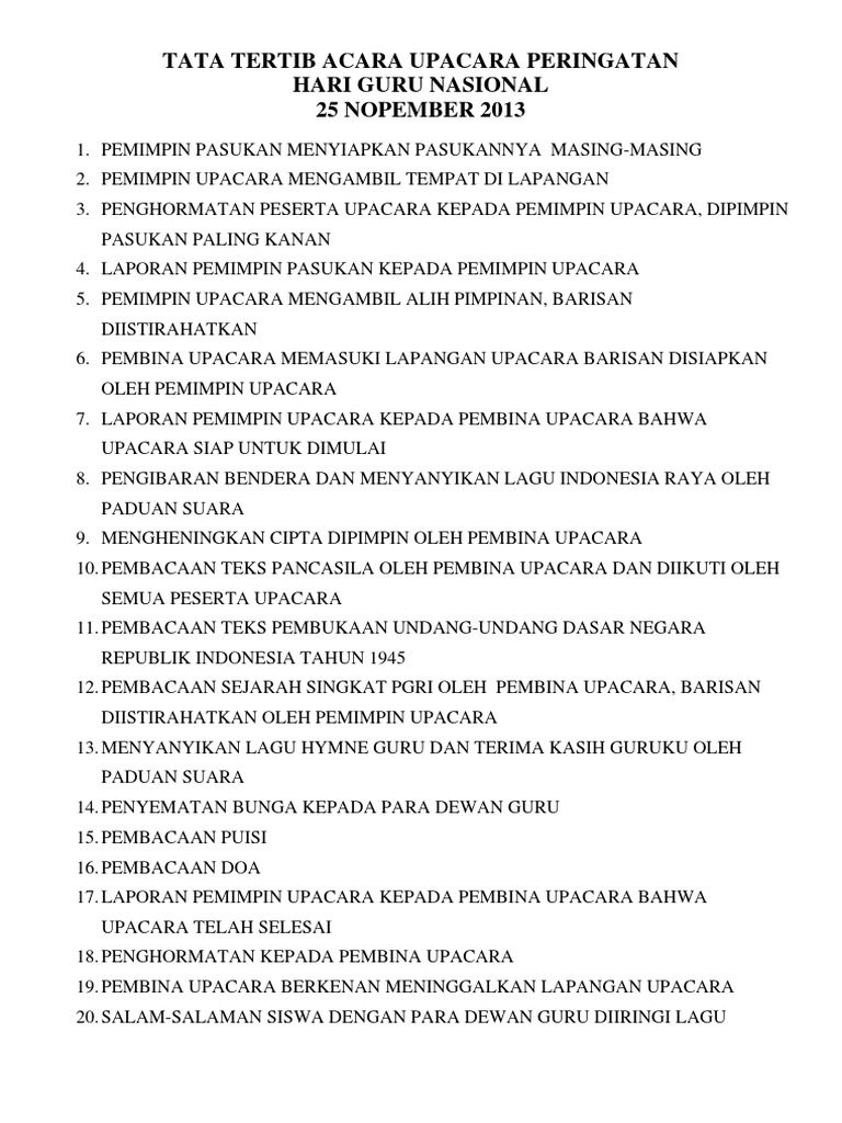 Contoh Susunan Acara Upacara Bendera 17 Agustus Ketahui Tata Tertibnya