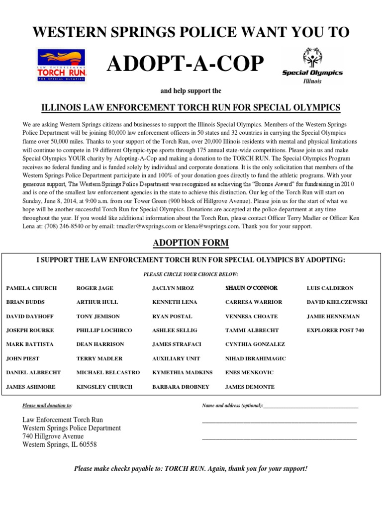 Adopt A Cop Flyer 2014 - 201404301115469806 | PDF | Multi Sport Events ...