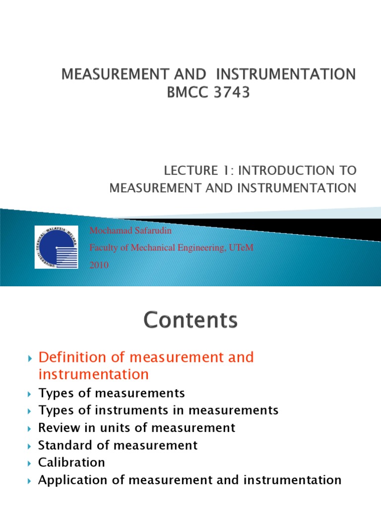 Measurement and Instrumentation - Lecture1 | PDF