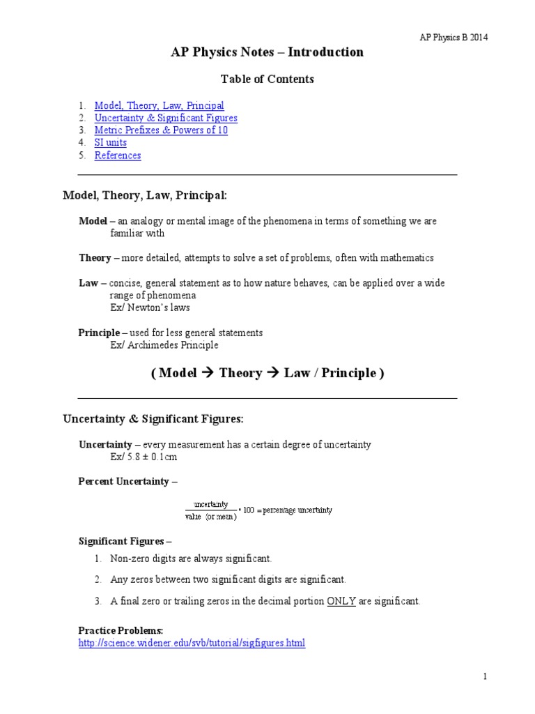 AP Physics Notes - Introduction | PDF | Units Of Measurement ...