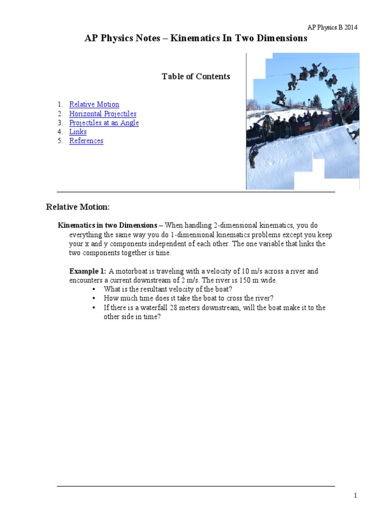 AP Physics Notes - Kinematics in Two Dimensions | PDF | Kinematics ...