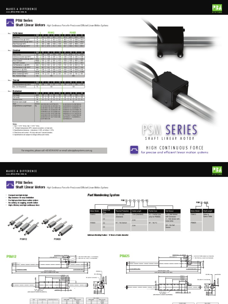 PSM Shaft Linear Motor | PDF | Wire | Electrical Resistance And Conductance