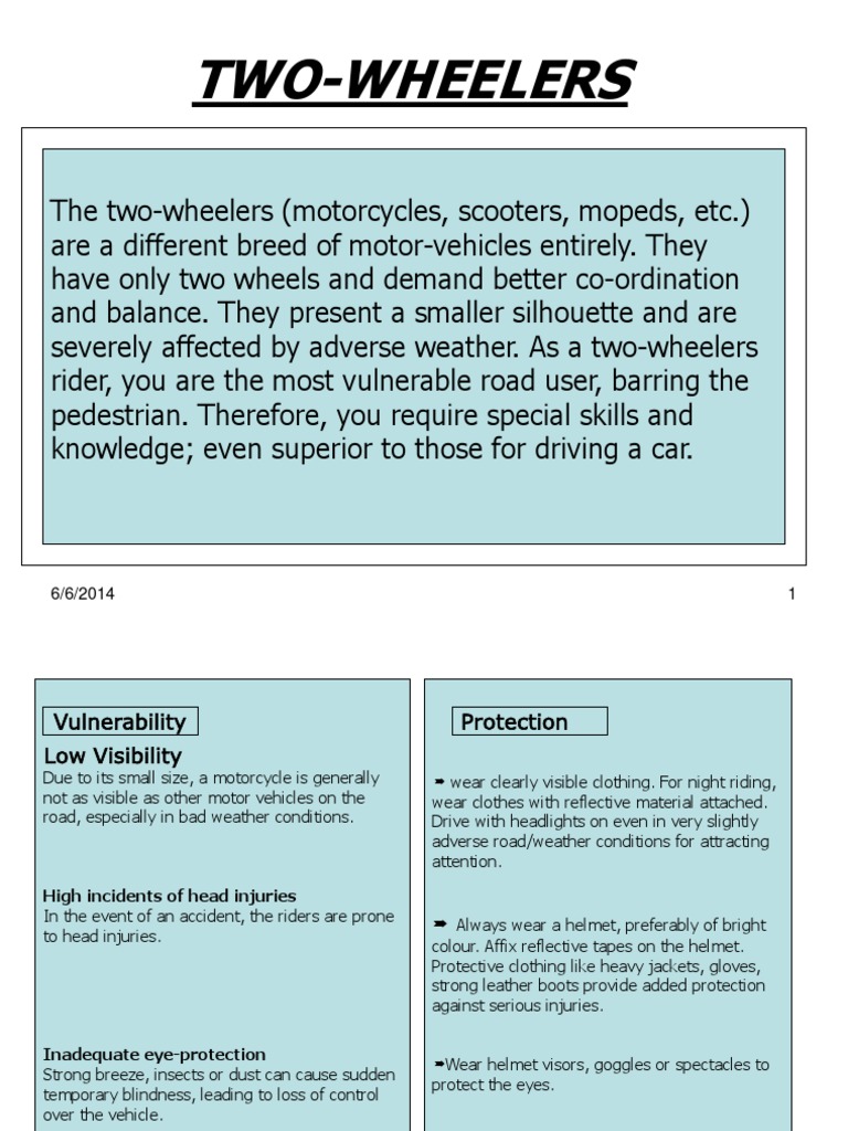 Two-Wheelers Safety Tips and Techniques | PDF | Motorcycle | Brake