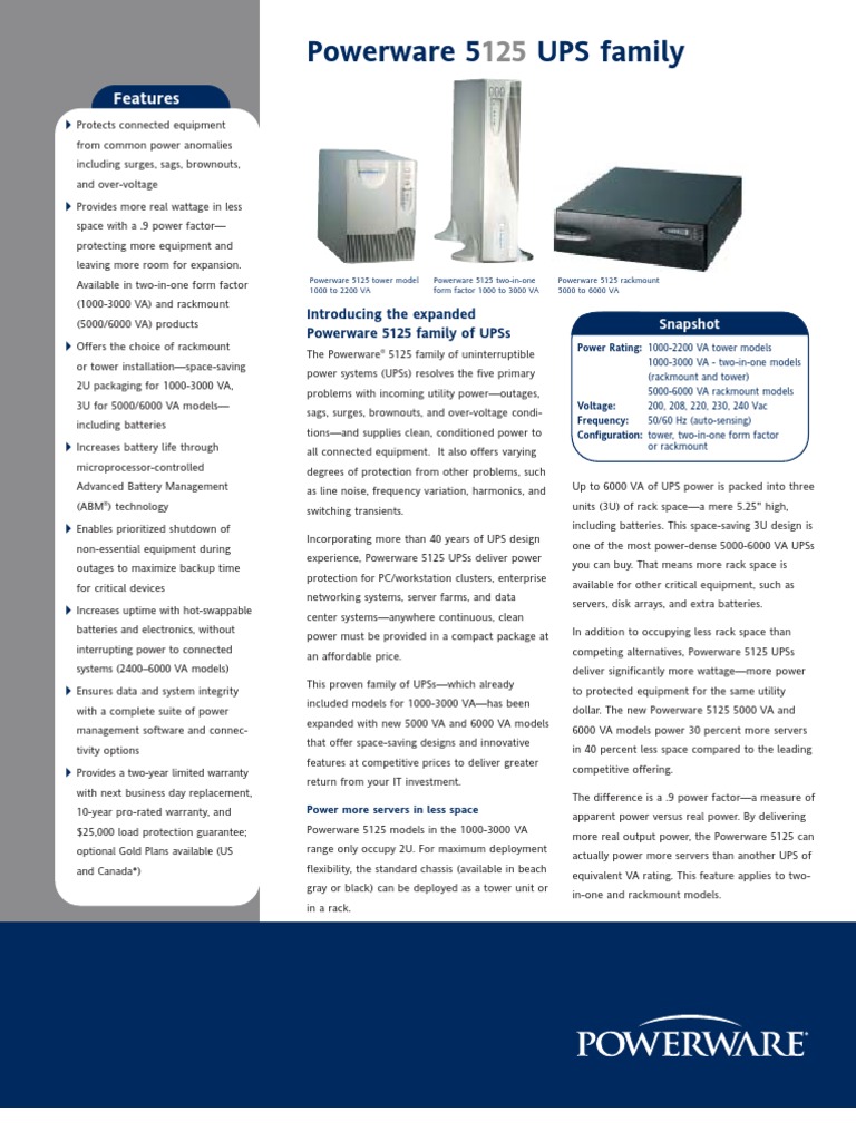 Powerware 5125 UPS Family | PDF | Computer Network | Electric Power