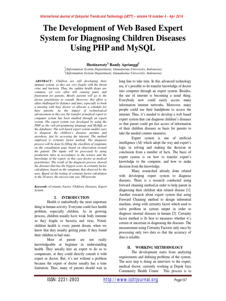 Web-Based Expert System for Child Diagnosis | PDF | Medical Diagnosis ...