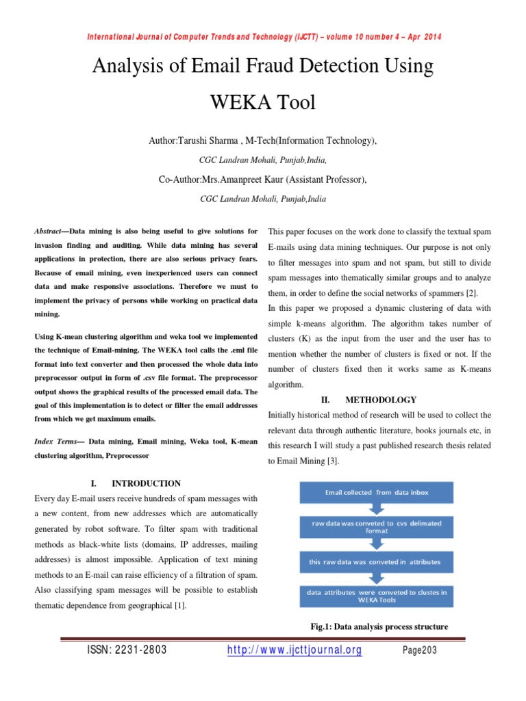 Analysis of Email Fraud Detection Using WEKA Tool | PDF | Email Spam ...