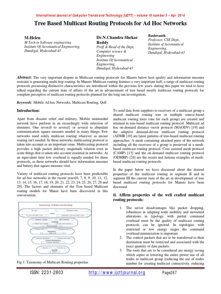 Tree Based Multicast Routing Protocols For Ad Hoc Networks | PDF ...