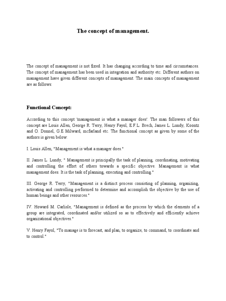 The Concept of Management | PDF | Goal | Leadership