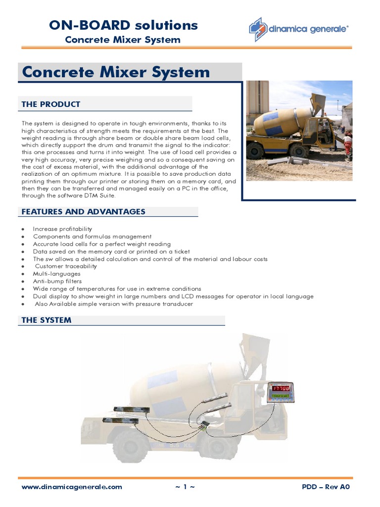 Concrete Mixer System: ON-BOARD Solutions | PDF | Concrete | Computing ...