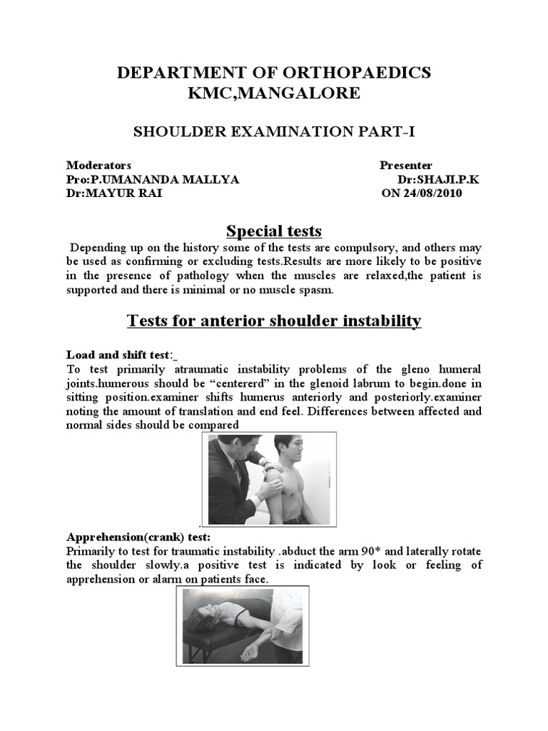 Shoulder Examination | PDF | Anatomical Terms Of Motion | Shoulder