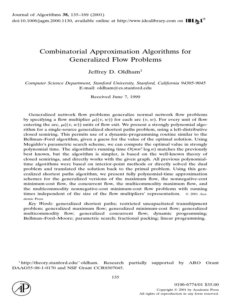 Combinatorial Approximation Algorithms For Generalized Flow Problems | PDF | Time Complexity ...