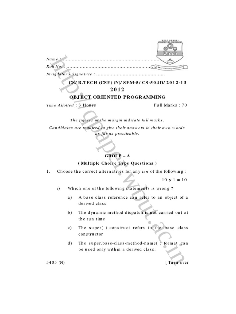 Cs 504d Wbut Questions Pdf Java Programming Language Thread Computing