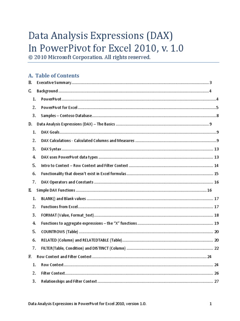 DAX in PowerPivot | PDF | Microsoft Excel | Table (Database)