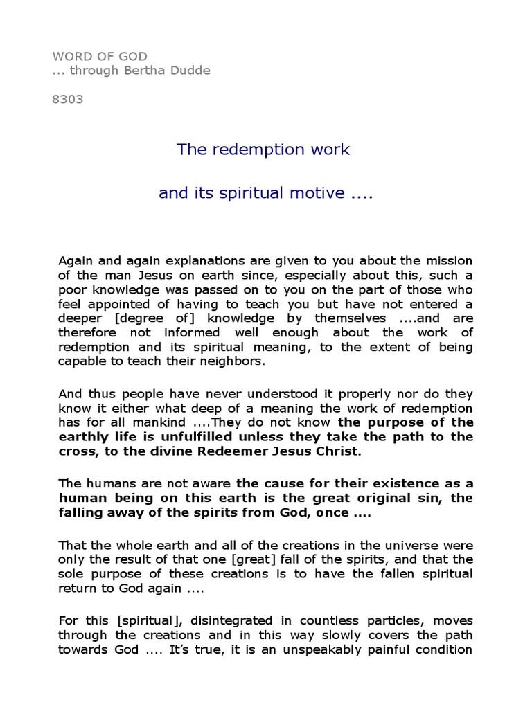 8303 The Redemption Work and Its Spiritual Motive .... | PDF ...