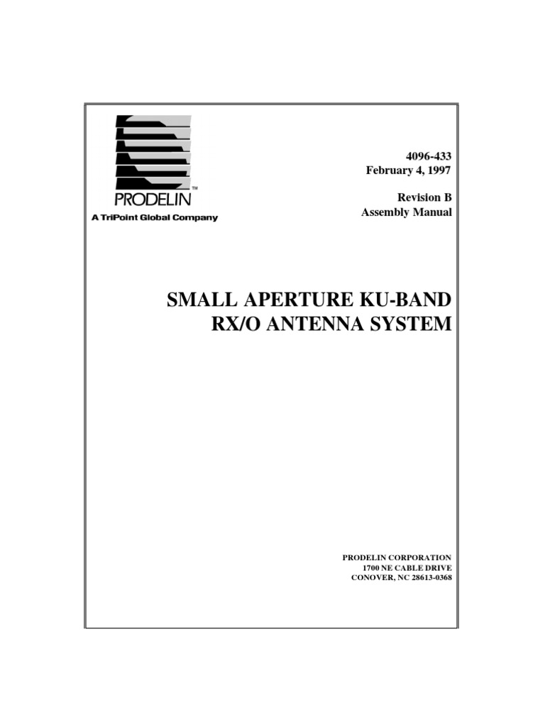 Manual Prodelin 4096-433 | PDF | Screw | Antenna (Radio)