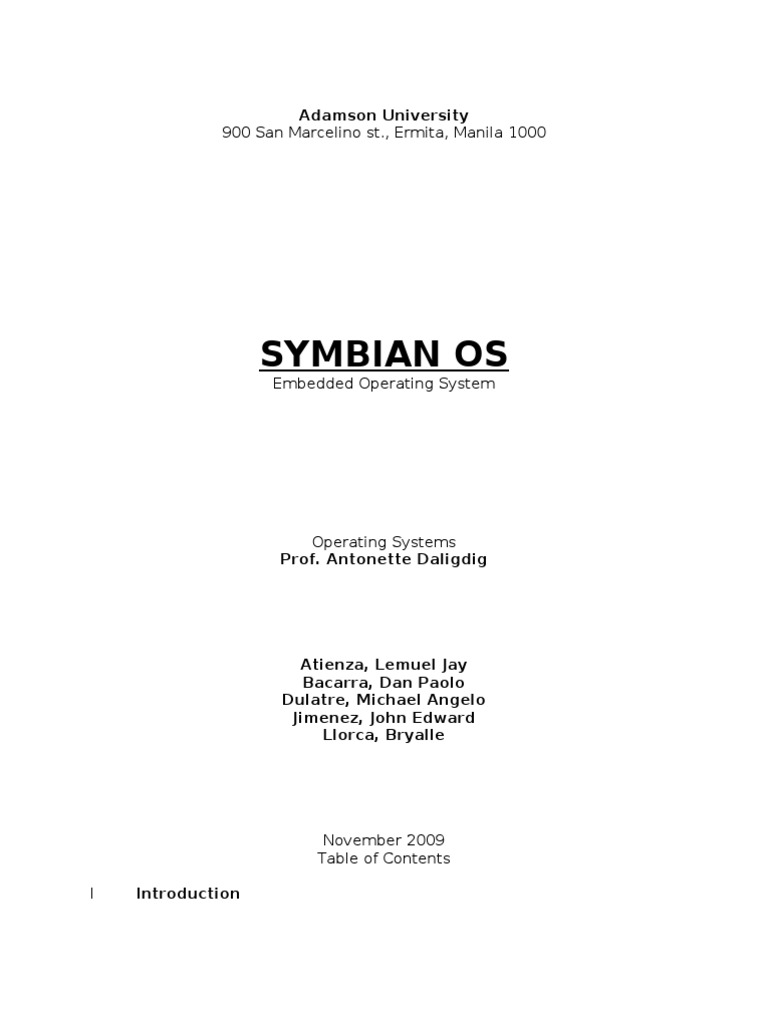 Symbian OS Word Documentation | PDF | Thread (Computing) | Operating System