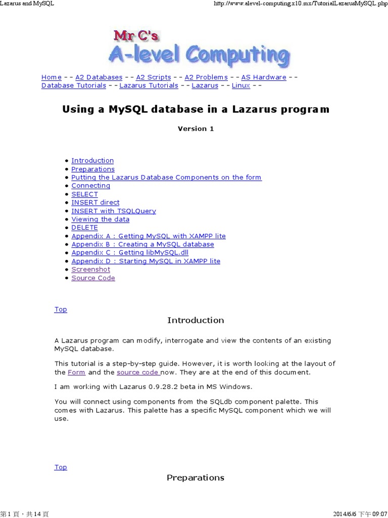 Lazarus and MySQL | PDF | My Sql | Databases