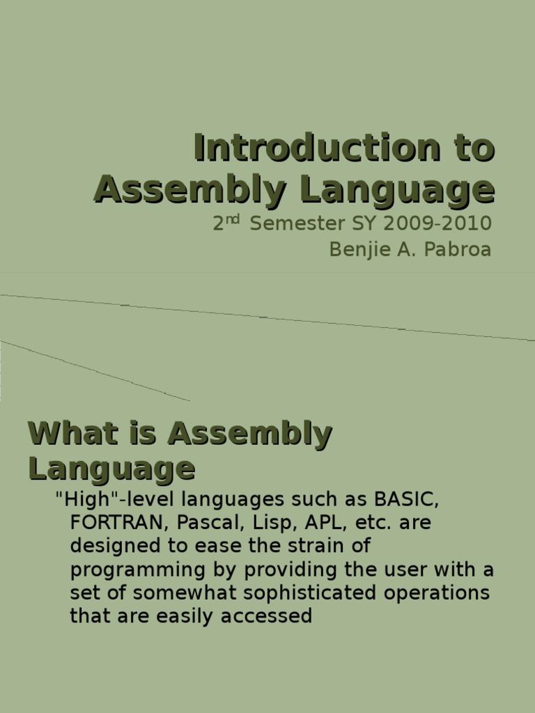 Introduction To Assembly Language | PDF | Assembly Language | Central ...