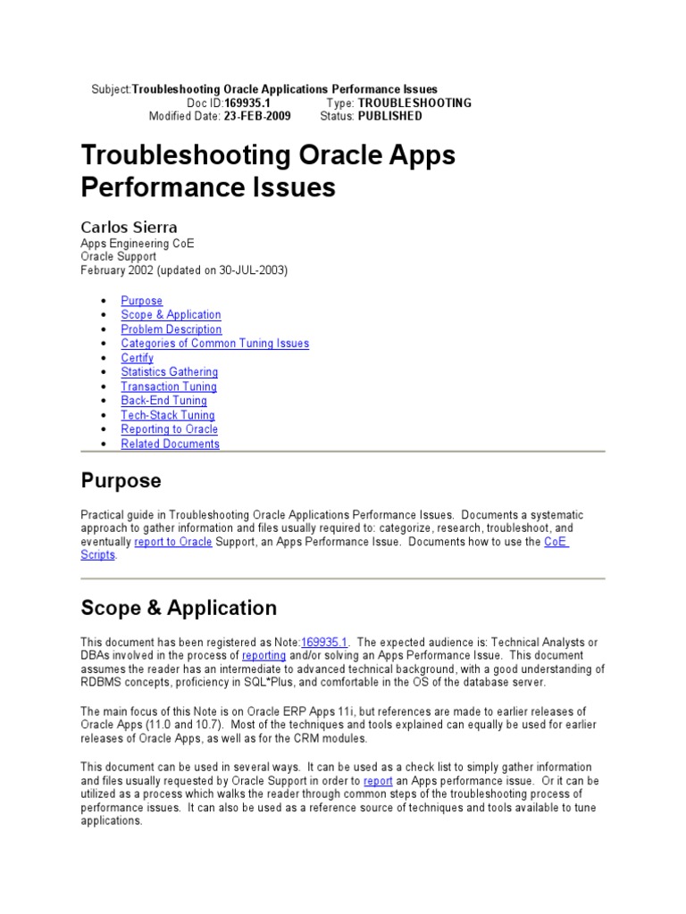 Troubleshooting Oracle Apps Performance Issues | PDF | Information ...