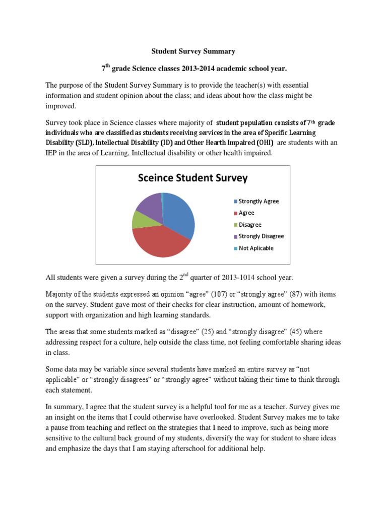7th Grade Science Student Survey Insights | PDF