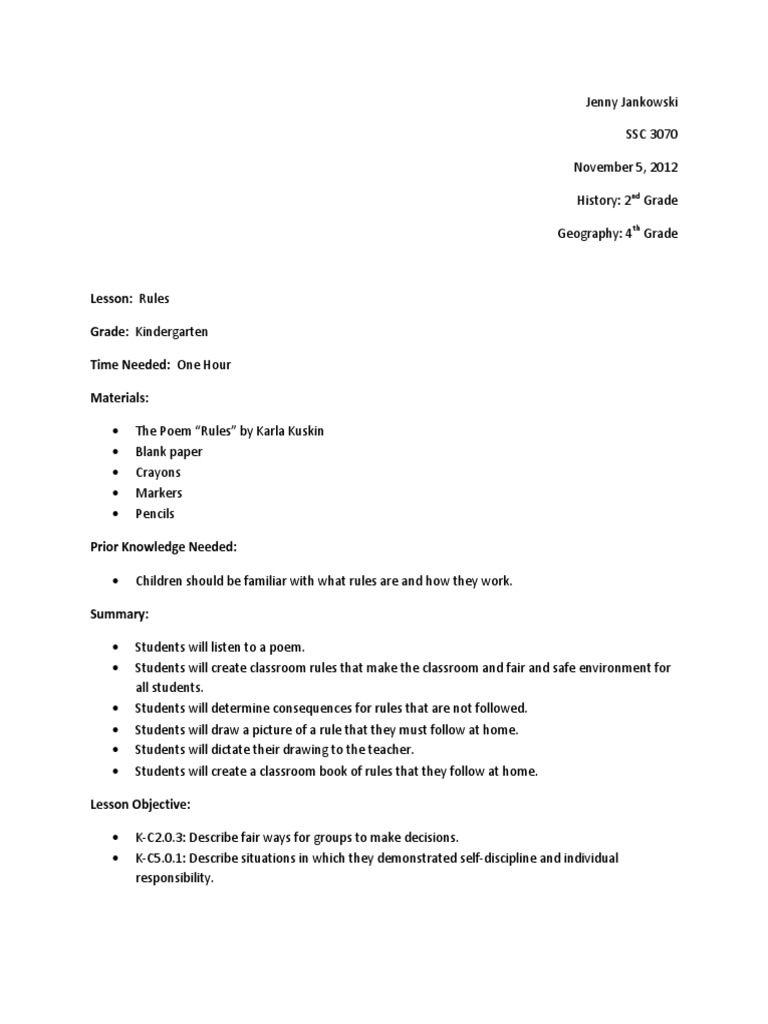 Civics Lesson Plan | PDF | Lesson Plan | Classroom