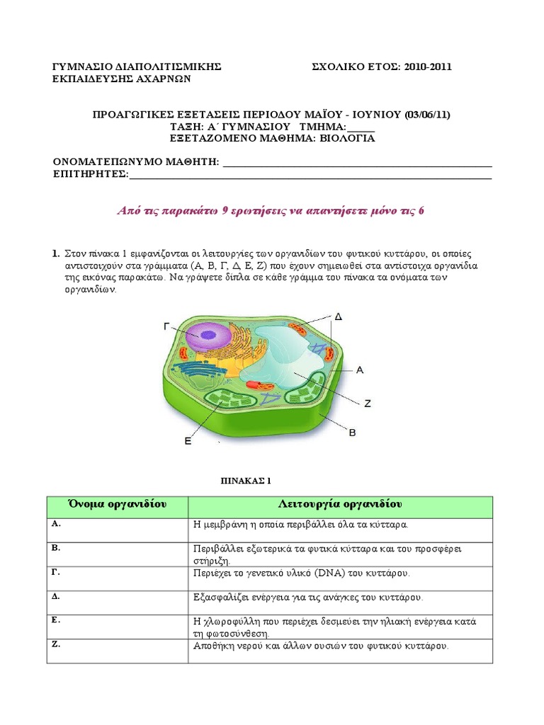 Βιολογια Α γυμνασιου | PDF