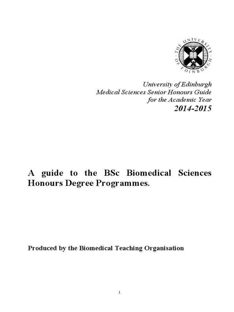 BSC Biomedical Sciences Honours Guide 2014 2015 | PDF | Infection ...