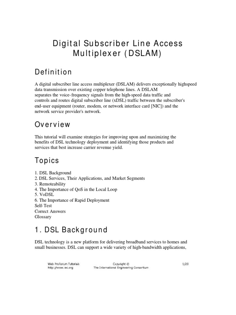 Dslam | PDF | Quality Of Service | Digital Subscriber Line