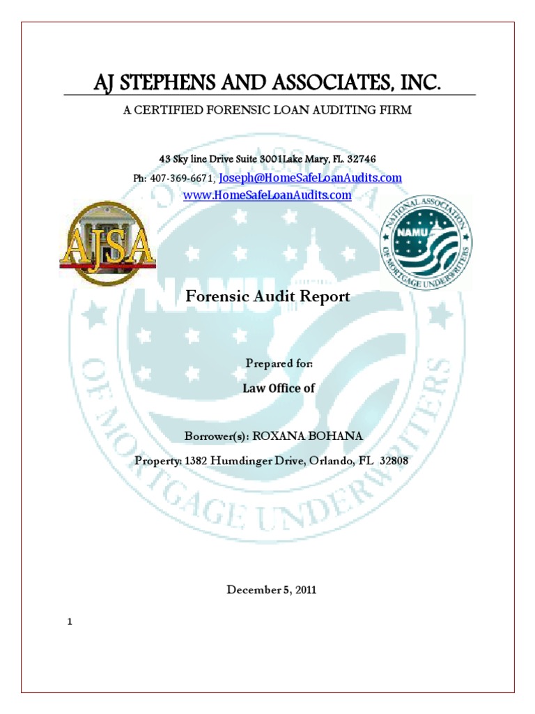Forensic Loan Audit Report for Roxana Bohana | PDF | Loans | Refinancing