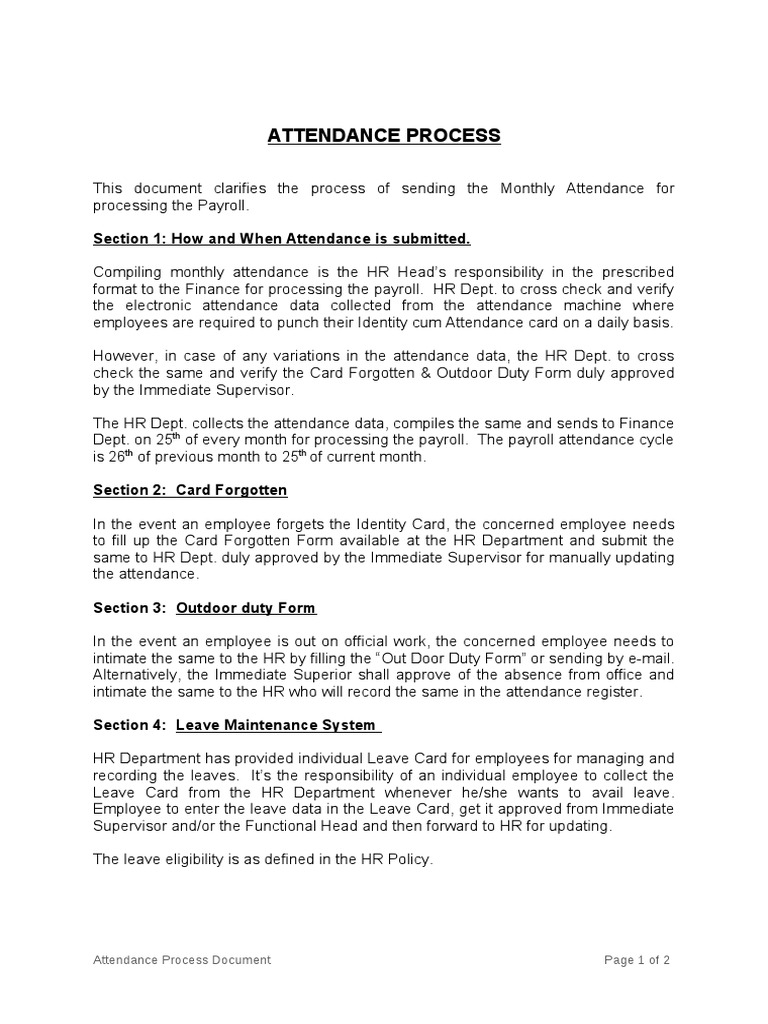 Attendance Process Document | PDF | Government | Business