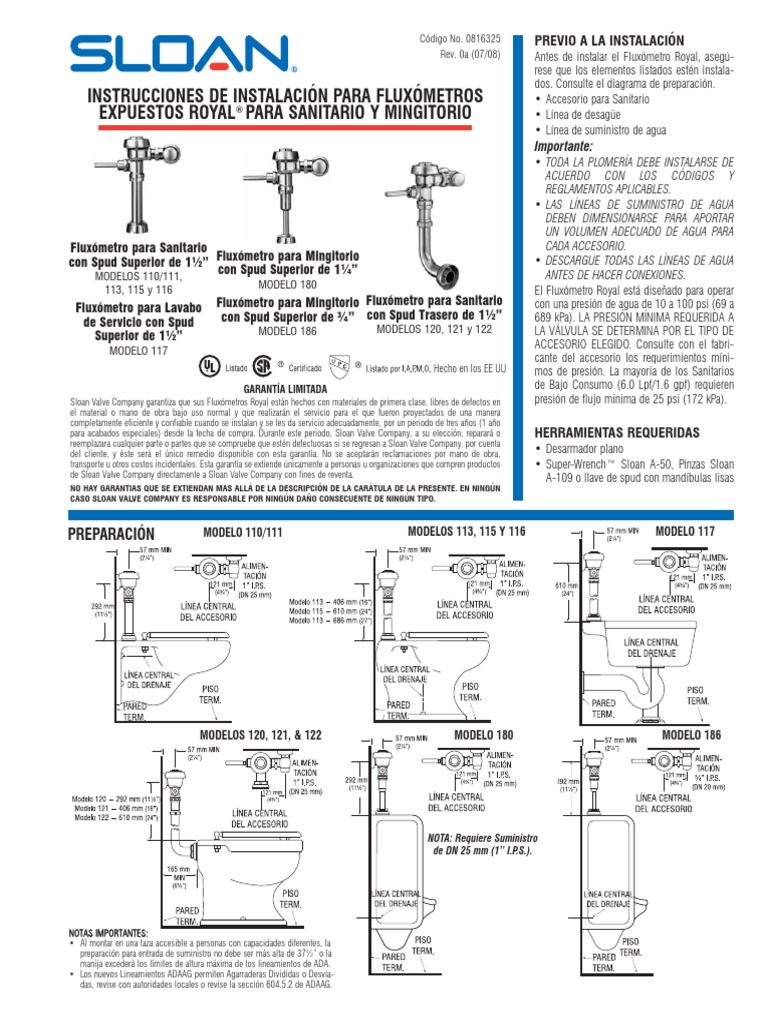 Fluxometro Sloan | Tap (Válvula) | Tornillo