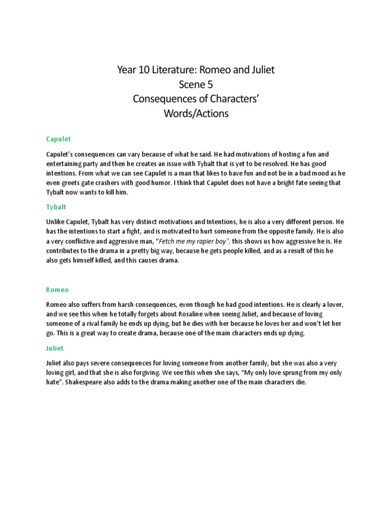 Consequences in Romeo and Juliet Scene 5 | PDF