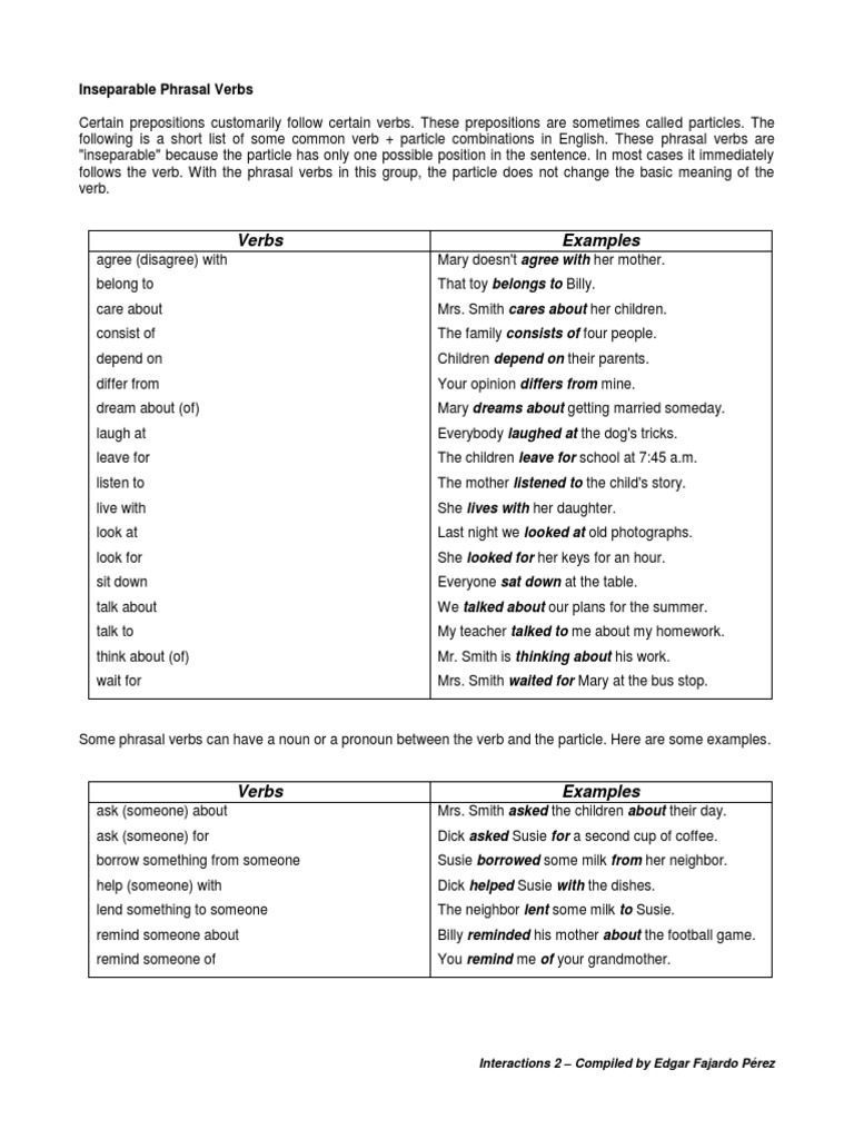 Phrasal Verbs - Interactions Scan | PDF | Phrase | Preposition And ...