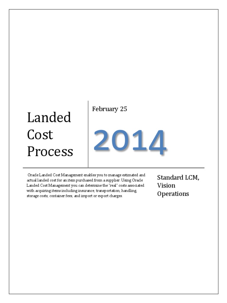 Landed Cost Process | PDF | Cost Accounting | Invoice