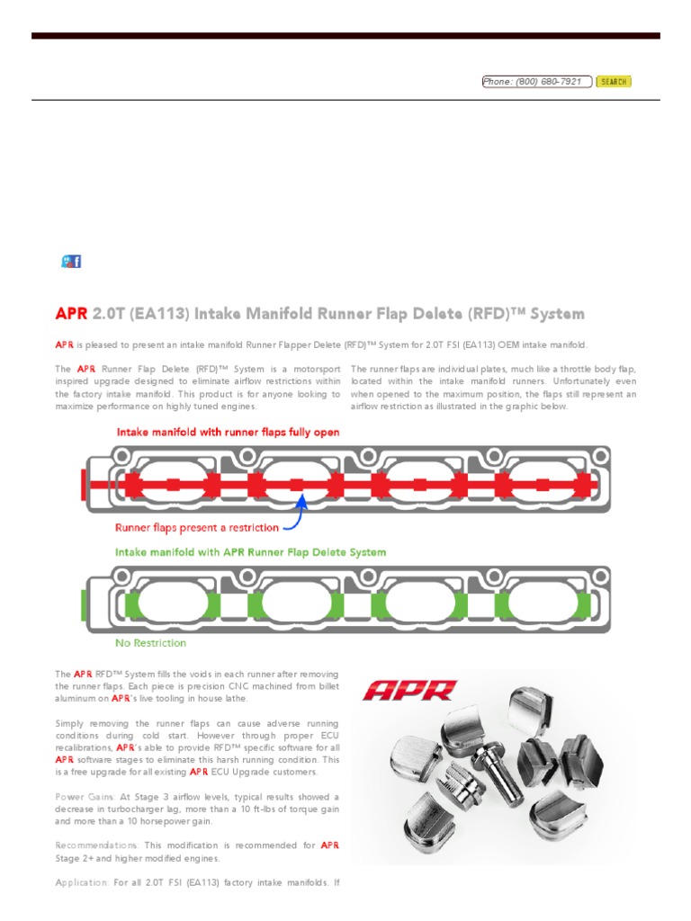 APR 2.0T (EA113) Intake Manifold Runner Flap Delete (RFD) ™ System ...