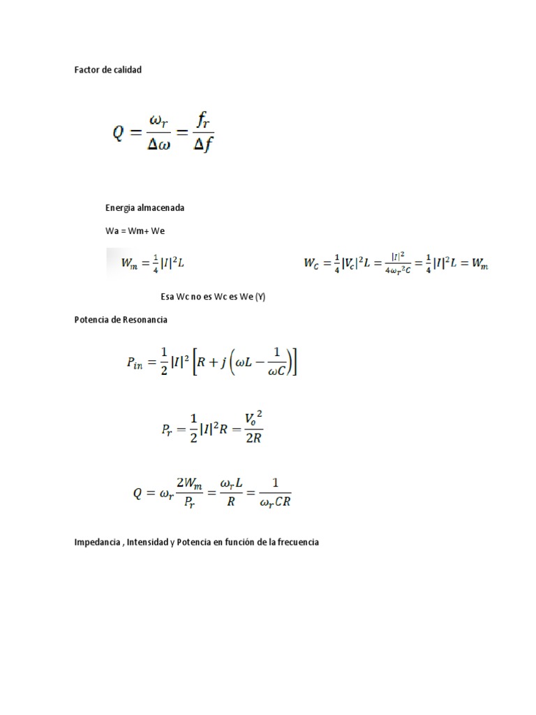 Factor de Calidad | PDF