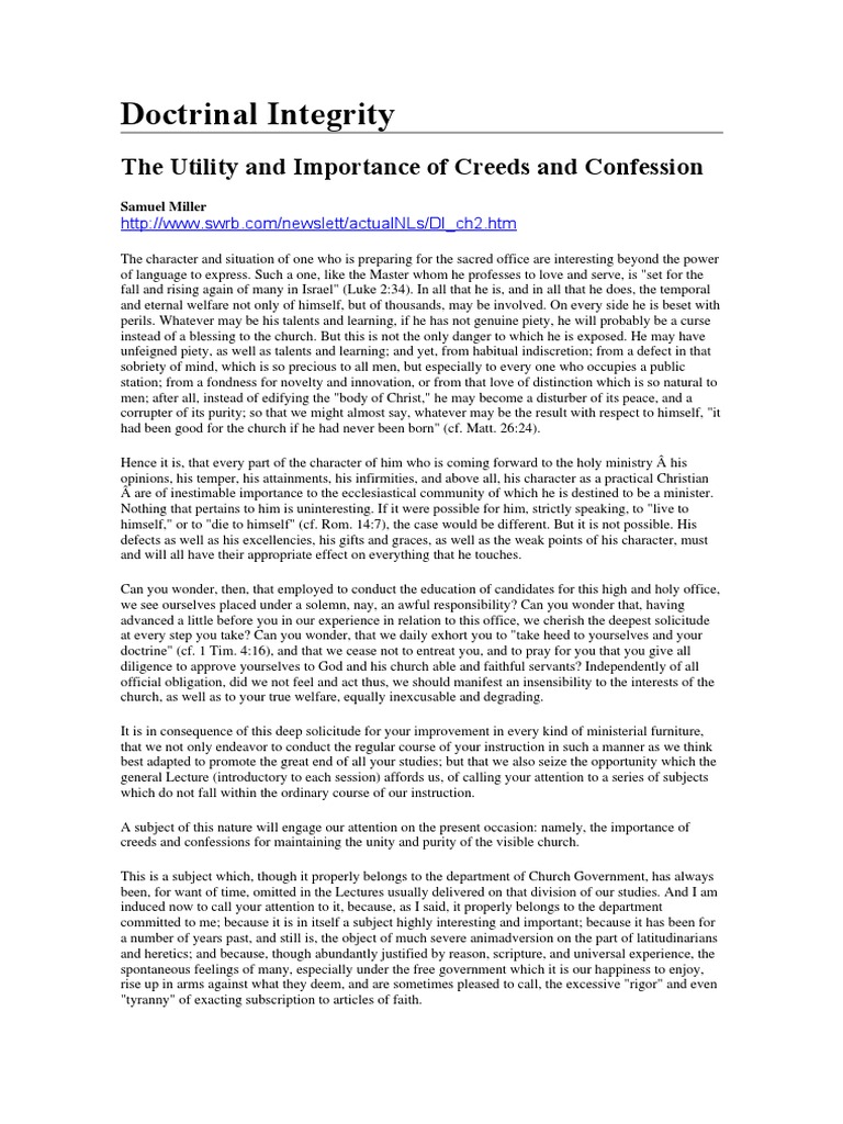 The Utility and Importance of Creeds and Confession | PDF | Creed ...