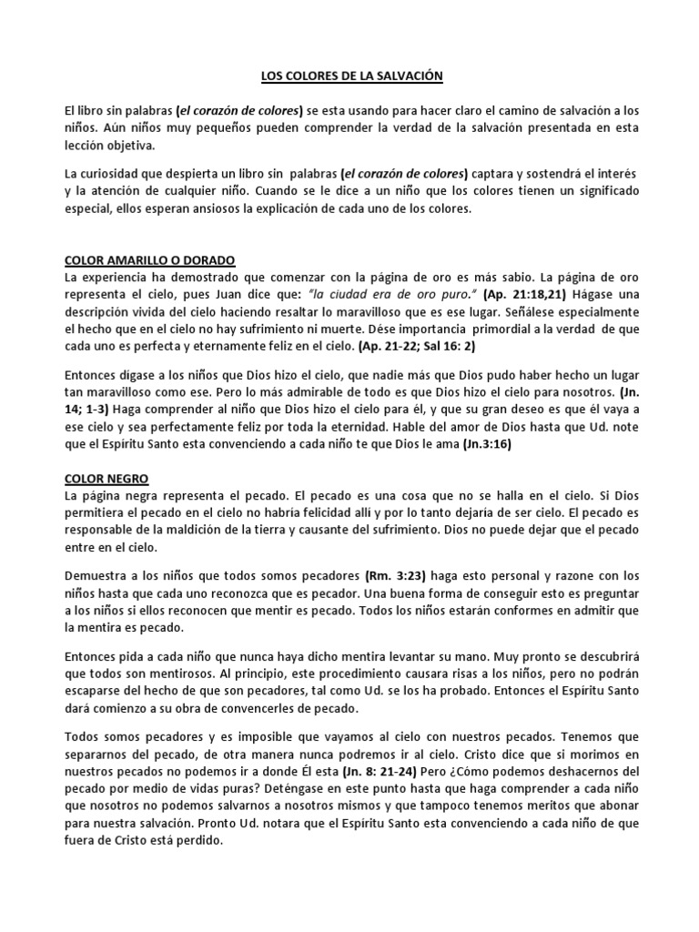 Colores de la Salvación para Niños | PDF | Cristo (título) | Pecado